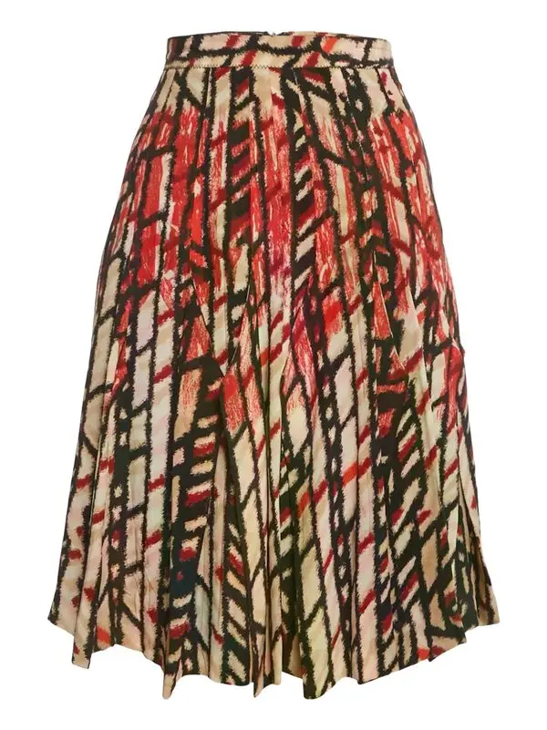 Bottega Veneta Printed Silk Knee Length Skirt - Red