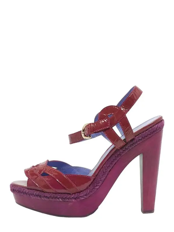 SERGIO ROSSI Patent Platform Sandals - Red