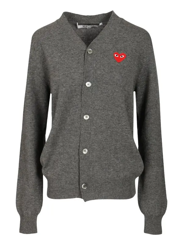 Comme Des Garçons Wool Cardigan With Logo - Grey