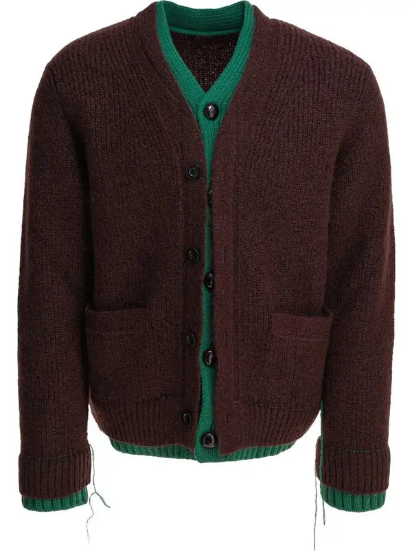 Sacai Wool-blend Cardigan - Brown