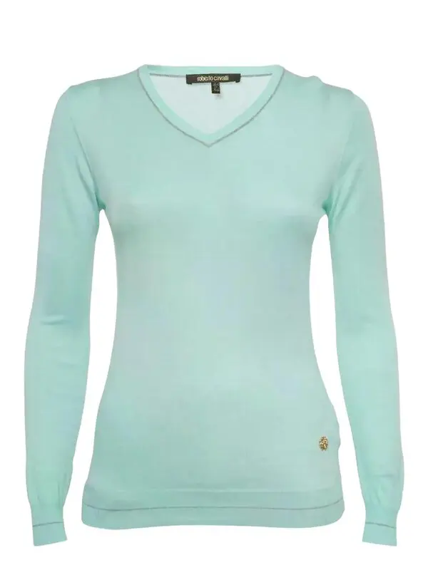 Roberto Cavalli V-neck Long-sleeve Top - Blue
