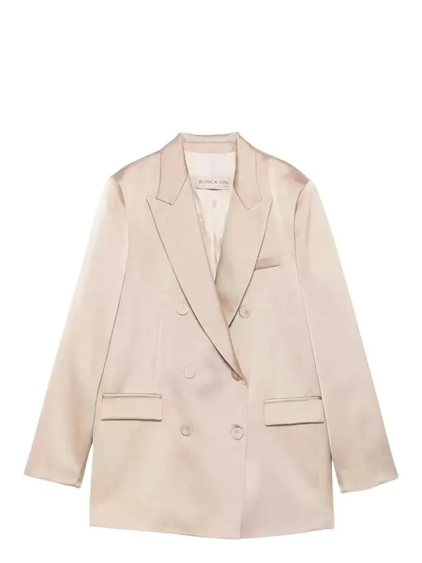BLANCA VITA Double-breasted Blazer - Neutrals