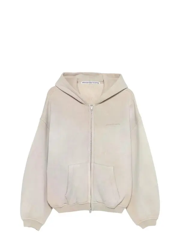 Alexander Wang Crystal Washed Terry Zip Hoodie - Neutrals