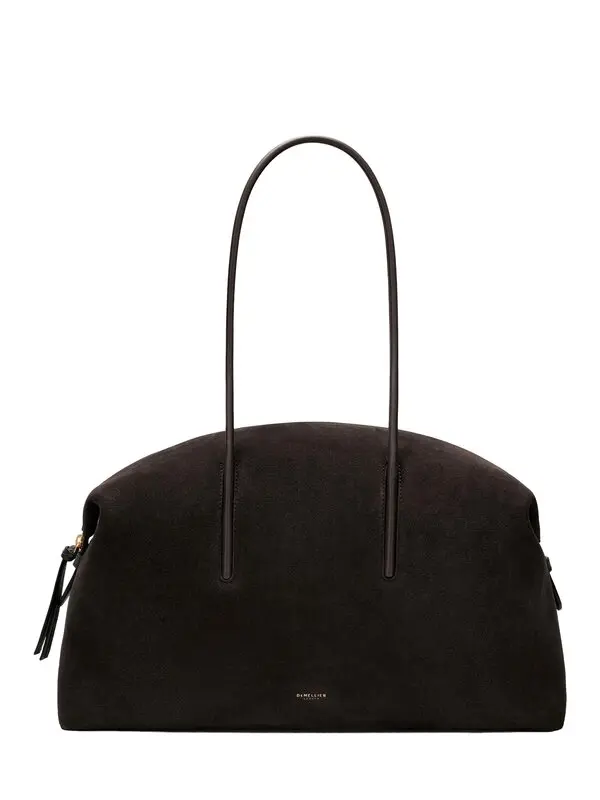 DEMELLIER The Stockholm Bowling Bag - Dark Chocolate Suede & Dark Chocolate Smooth