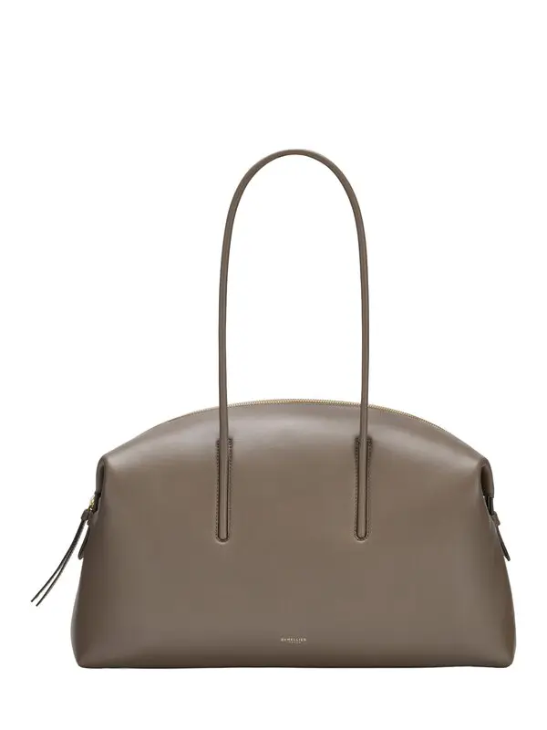 DEMELLIER The Stockholm Bowling Bag - Dark Taupe Fine Grain