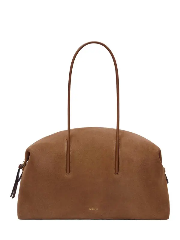 DEMELLIER The Stockholm Laptop Bag - Deep Tan Suede & Deep Tan Smooth
