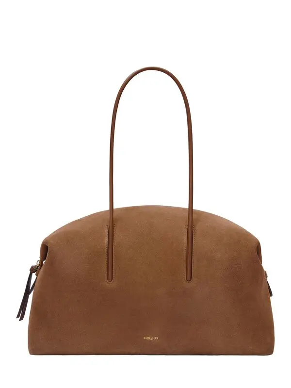 DEMELLIER The Stockholm Bowling Bag - Deep Tan Suede & Deep Tan Smooth
