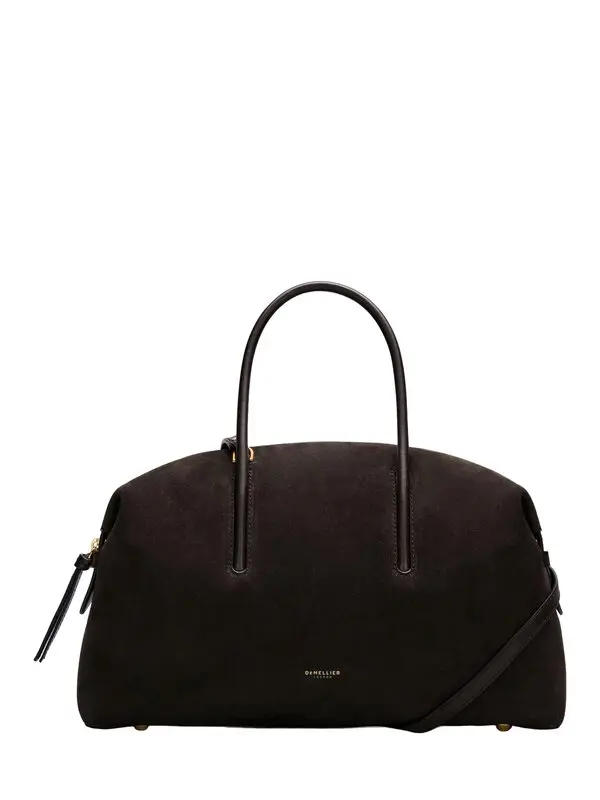 DEMELLIER Stockholm Handbag - Dark Chocolate Suede & Dark Chocolate Smooth