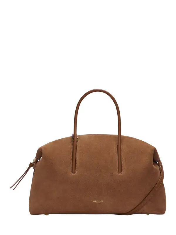 DEMELLIER Stockholm Handbag - Deep Tan Suede & Deep Tan Smooth