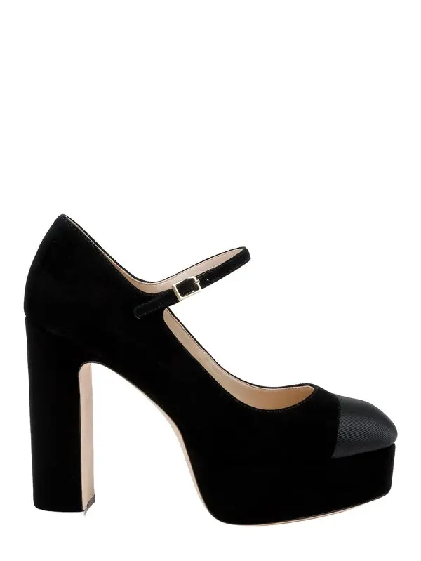 L'Agence Lilles Platform Pump - Black Suede
