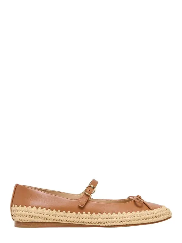 DOLCEVITA Betony Raffia-trimmed Ballet Flats - Saddle Leather