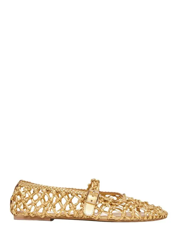 DOLCEVITA Clair Ballet Flats - Gold Woven Leather
