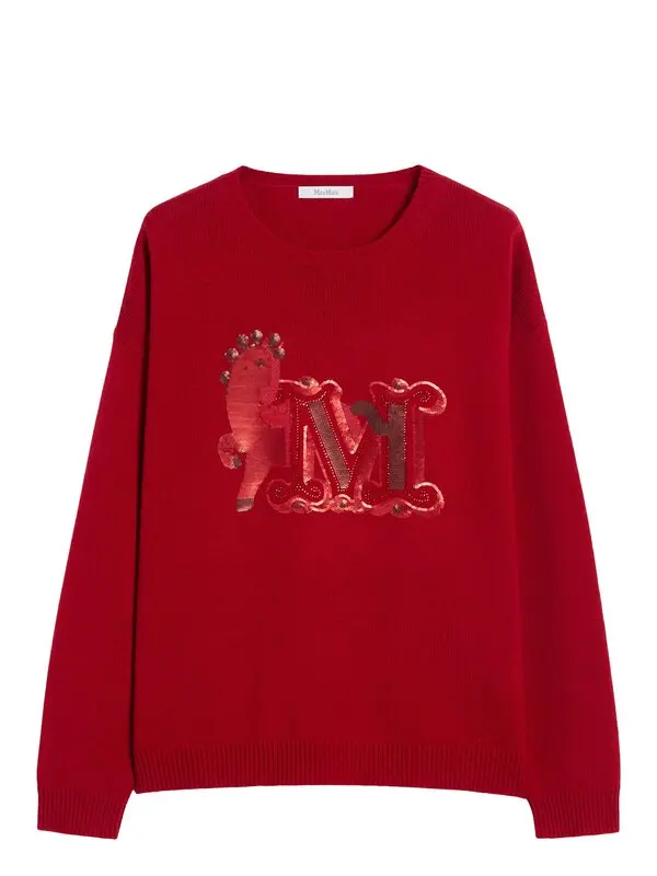 Max Mara Wool-cashmere Monogram Sweater - Red
