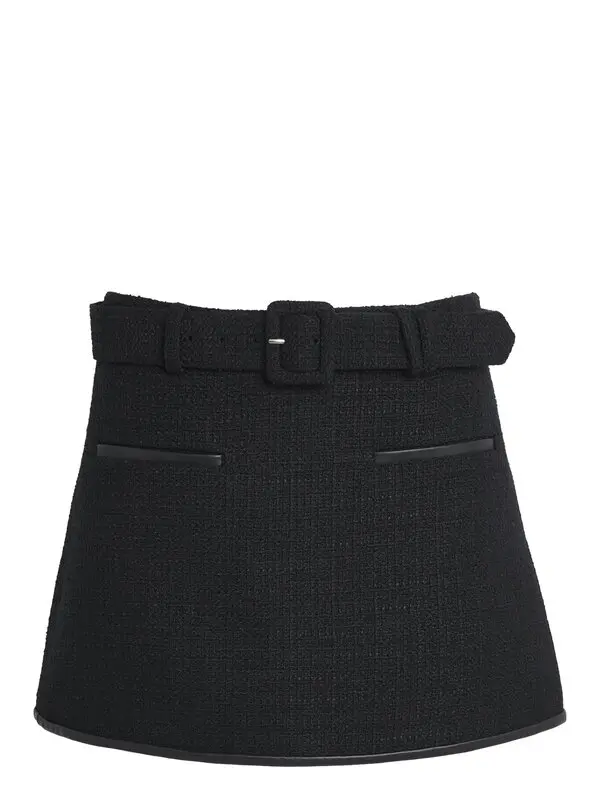 SELF-PORTRAIT Bouclé Mini Skirt - Black