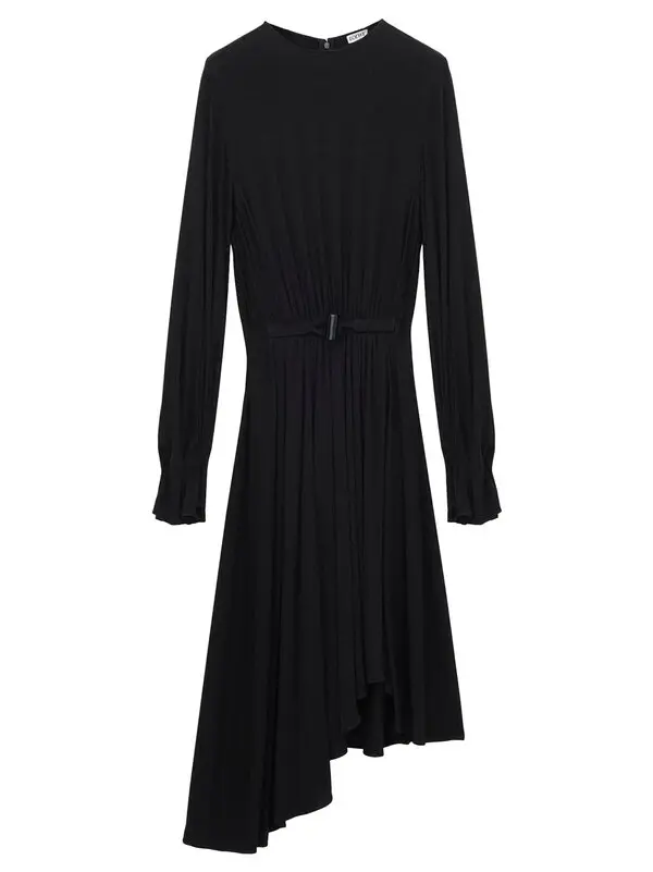 Loewe Draped Asymmetric Midi Dress - Black