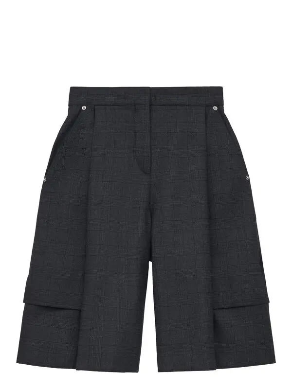 Loewe Wool-blend Check Cargo Shorts - Grey