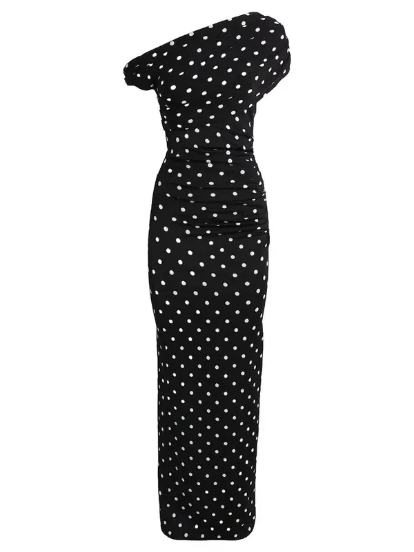 SELF-PORTRAIT Polka Dot Maxi Dress - Black