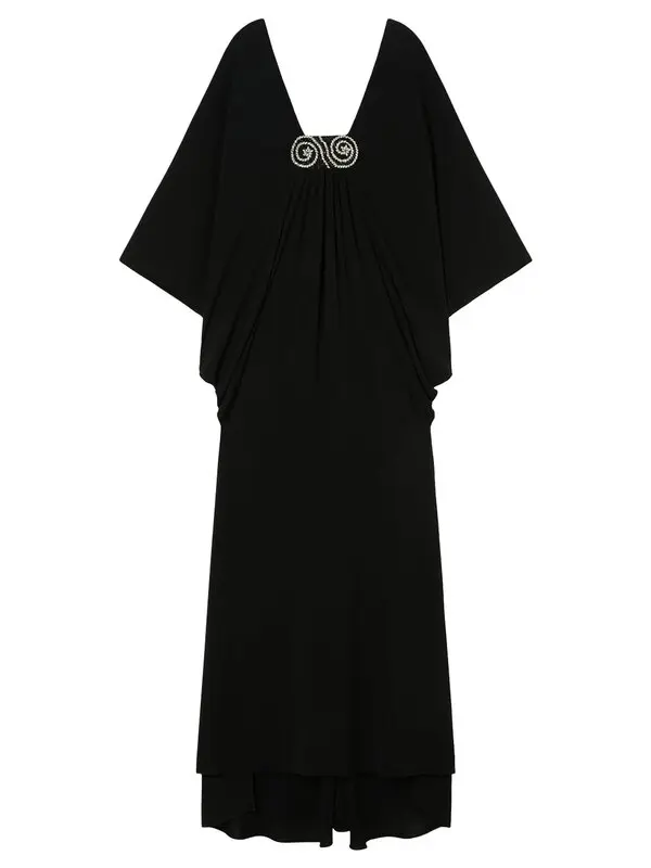Marina Rinaldi Embellished Crepe Maxi Dress - Black