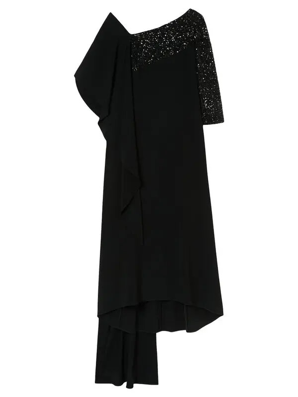 Marina Rinaldi Sequin Embellished Crepe Maxi Dress - Black