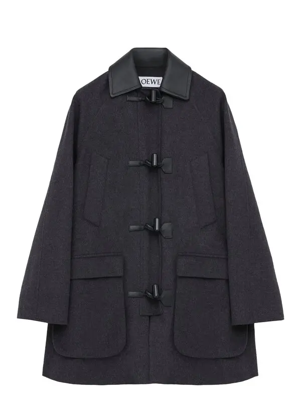 Loewe Wool-cashmere Leather-collar Coat - Black