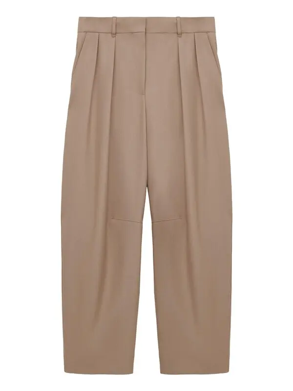 Loewe Wool-blend Barrel Double-pleated Trousers - Beige