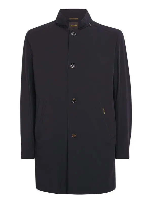MOORER Water-repellent Hektor-kn Overcoat - Navy