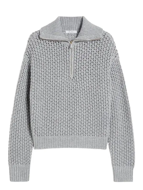 Max Mara Wool-blend Half-zip Sweater - Grey