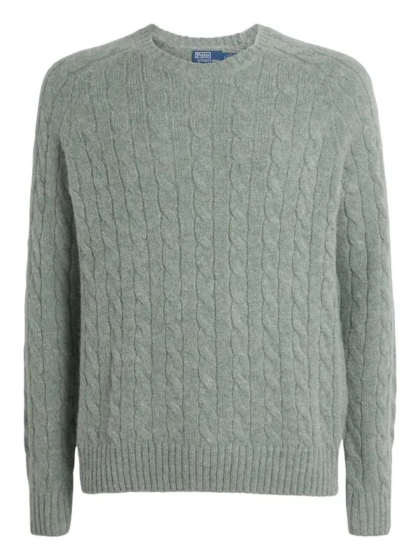 Ralph Lauren Wool-blend Elbow-patch Cable-knit Sweater - Green