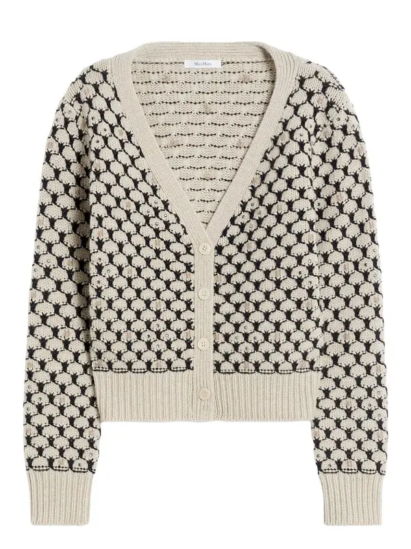Max Mara Wool-cashmere Jacquard Cardigan - Beige