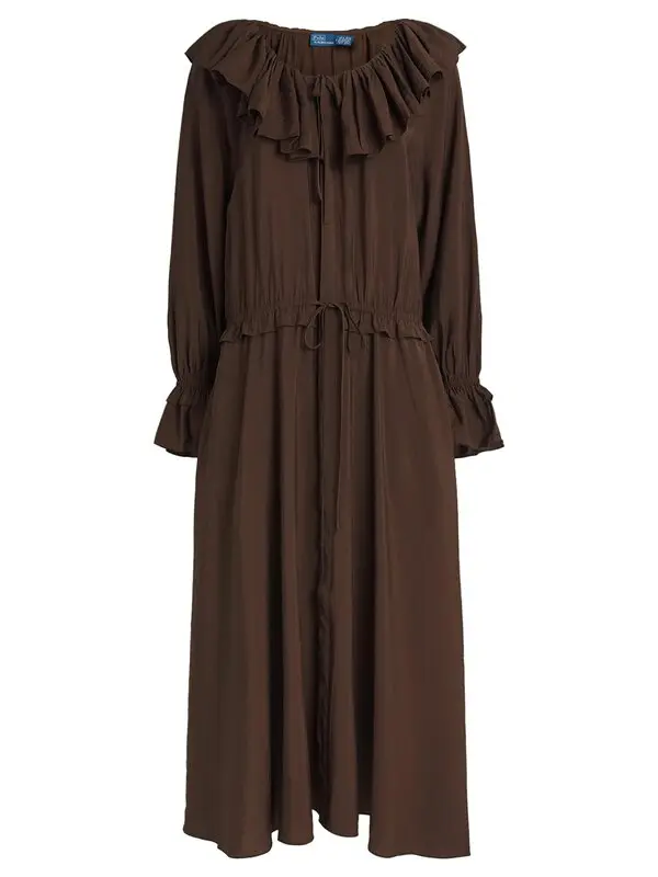 Polo Ralph Lauren Ruffle Midi Dress - Brown