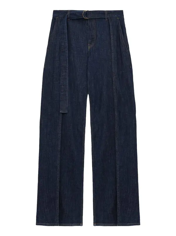 Loewe Belted Twist Wide Leg Jeans - Blue