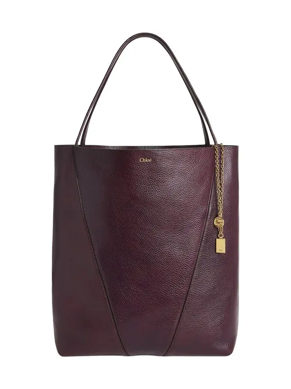 Chloé Large Leather Spin Tote - Purple