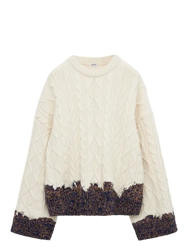 Loewe Cable-knit Contrast Sweater - Beige