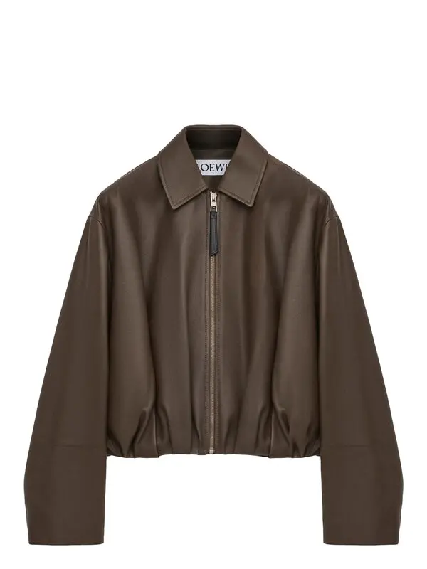 Loewe Calfskin Draped Bomber Jacket - Green