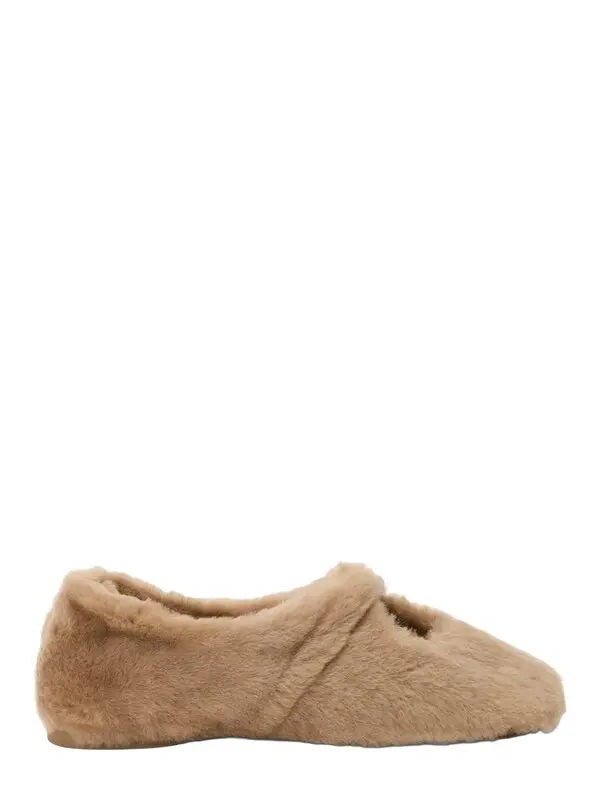 Loewe Shearling Ballerina Flats - Brown