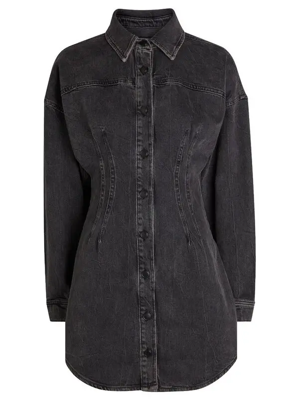 Good American Stretch-denim Mini Shirt Dress - Black