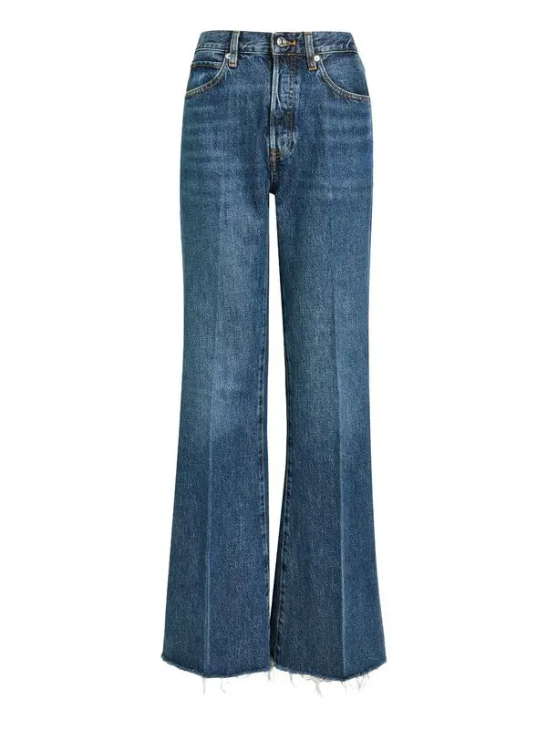 FRAME The Lax Distressed Flared-leg Jeans - Denim
