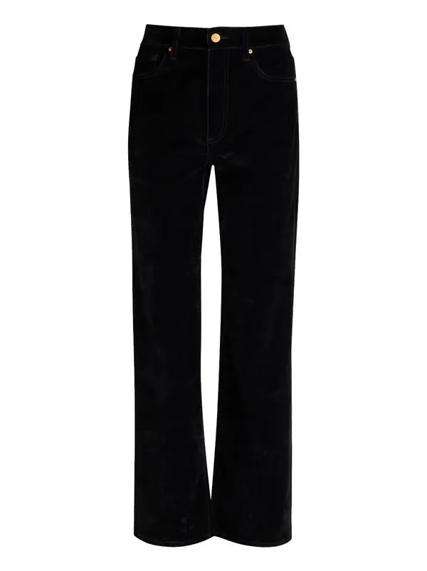 Paige Stevie Straight-leg Velvet Jeans - Black