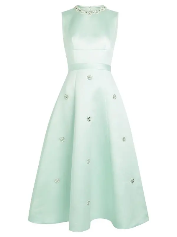 Huishan Zhang Crystal-embellished Satin Midi Dress - Blue