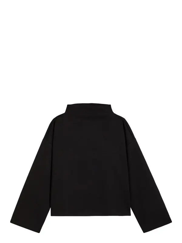 Eileen Fisher Funnel Neck Jersey Top - Black