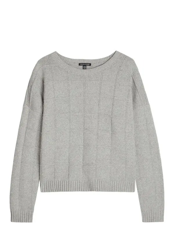 Eileen Fisher Cotton And Cashmere-blend Jumper - Light Grey