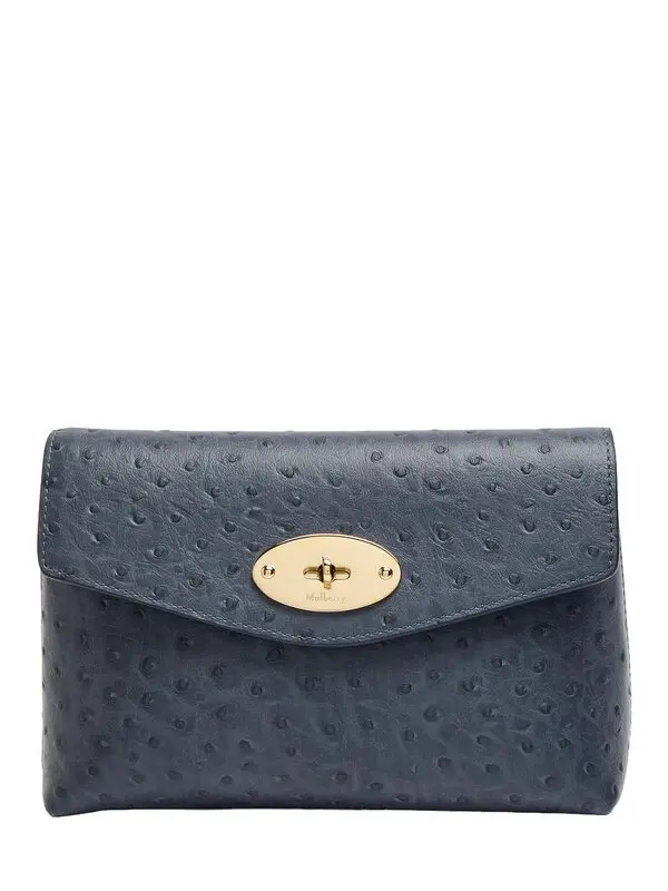 Mulberry Darley Ostrich Leather Pouch - Blue