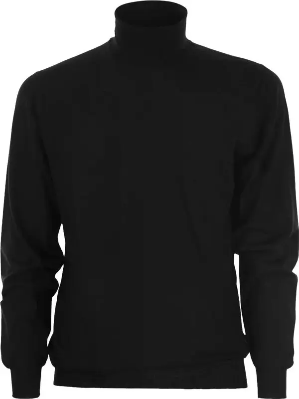 Fedeli Derby Turtleneck Sweater - Black