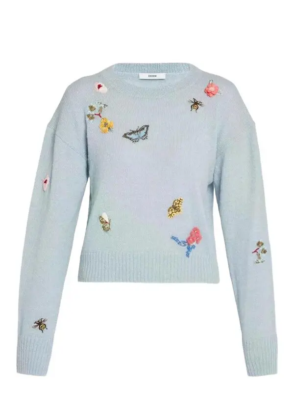 Erdem Embellished Crew-neck Sweater - Blue