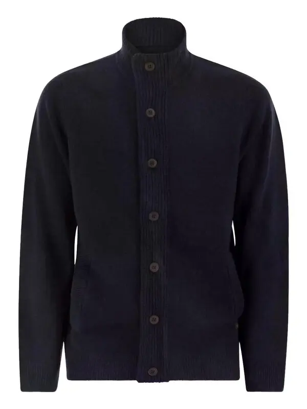 Barbour High-neck Buttoned Cardigan - Blue