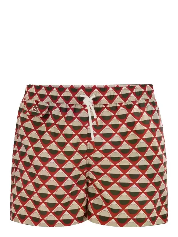 Kiton Geometric-pattern Swim Shorts - Red