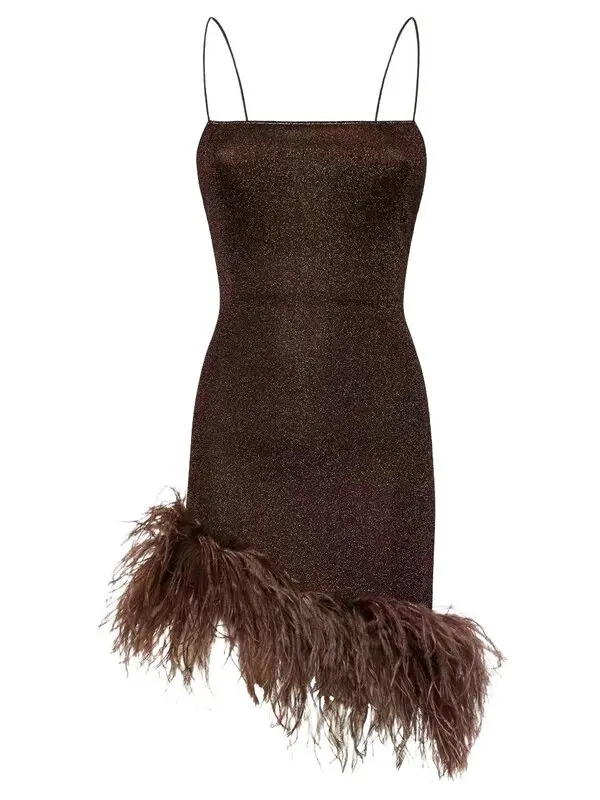 Oseree Lumière Plumage Mini Dress - Brown