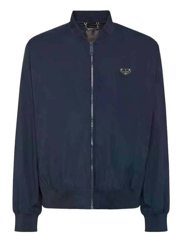 Philipp Plein Zip Nylon Bomber Jacket - Blue