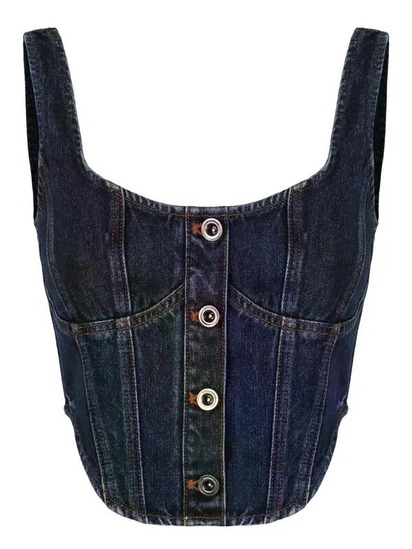 SELF-PORTRAIT Wide Strap Corset Top - Blue