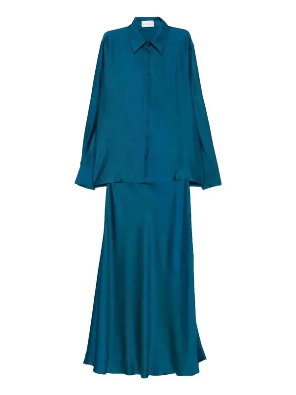 SILKYLICIOUS Silk Maxi Skirt - Blue
